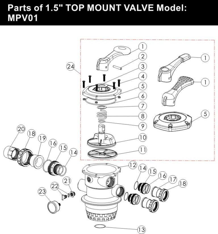 1.5 inch 6 Way Top Mount Multiport Valve (MPV01) | Emaux Pool and Spa ...